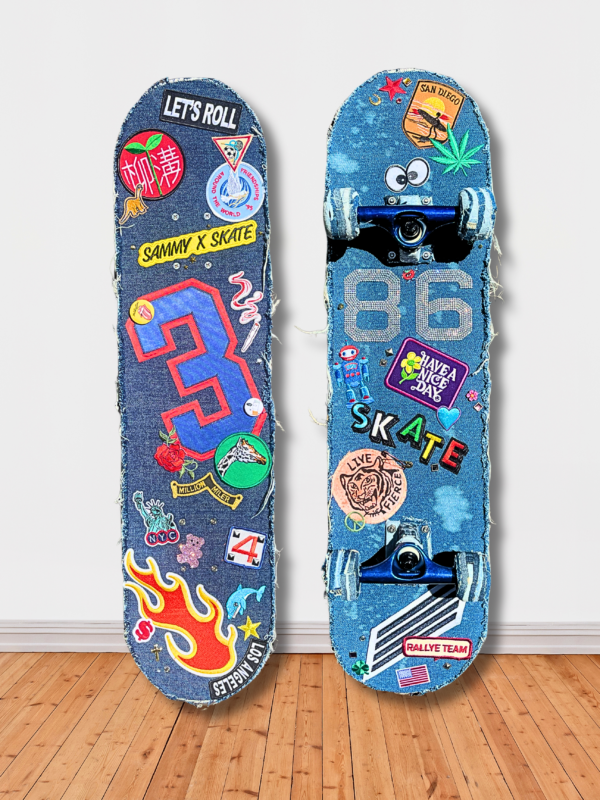 Denim Demon / All Patched Up Skateboard - Sammy X